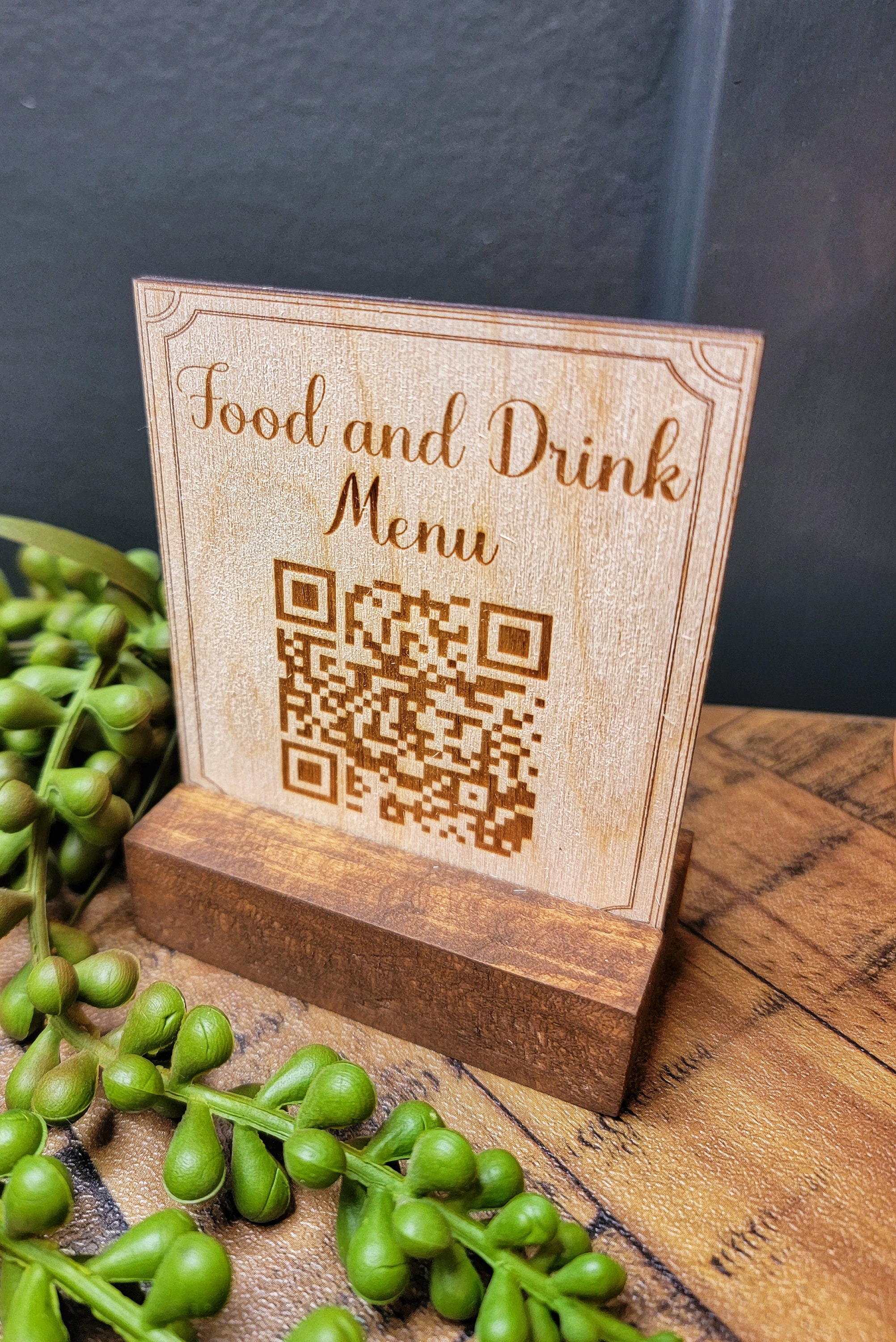 Custom Made QR Code Menu Sign, Wifi Sign, Wifi Network Sign, Wooden ...