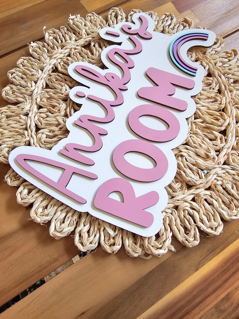 Rainbow Name Sign, Personalized Kids Door Sign, Kids Door Name Sign ...