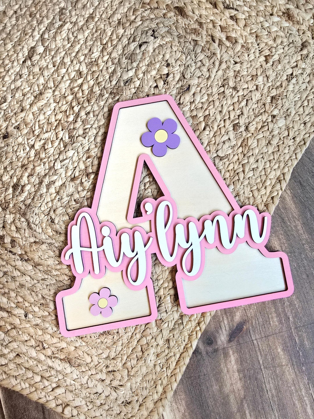 Daisy Name Sign, Kids Door Sign, Nursery Name Sign, Daisy Nursery Decor ...