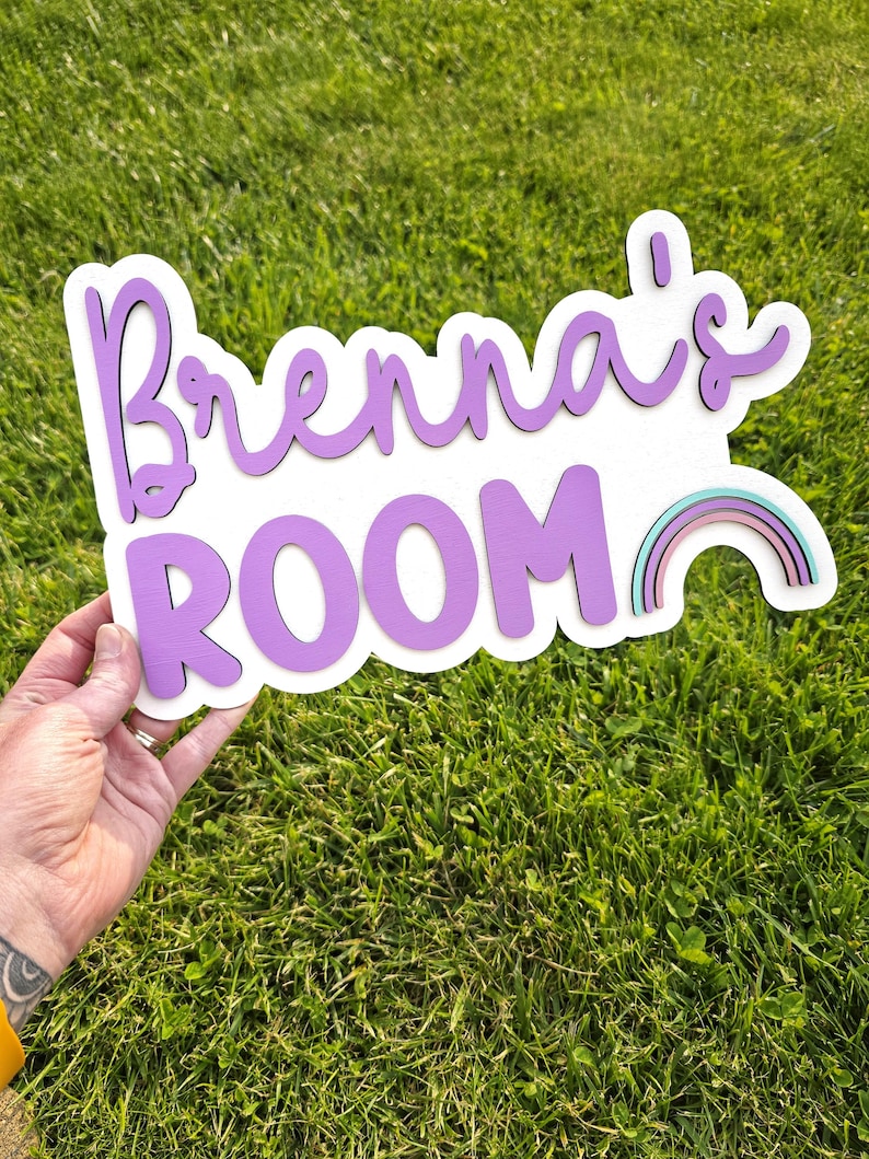 Rainbow Name Sign, Personalized Kids Door Sign, Kids Door Name Sign ...