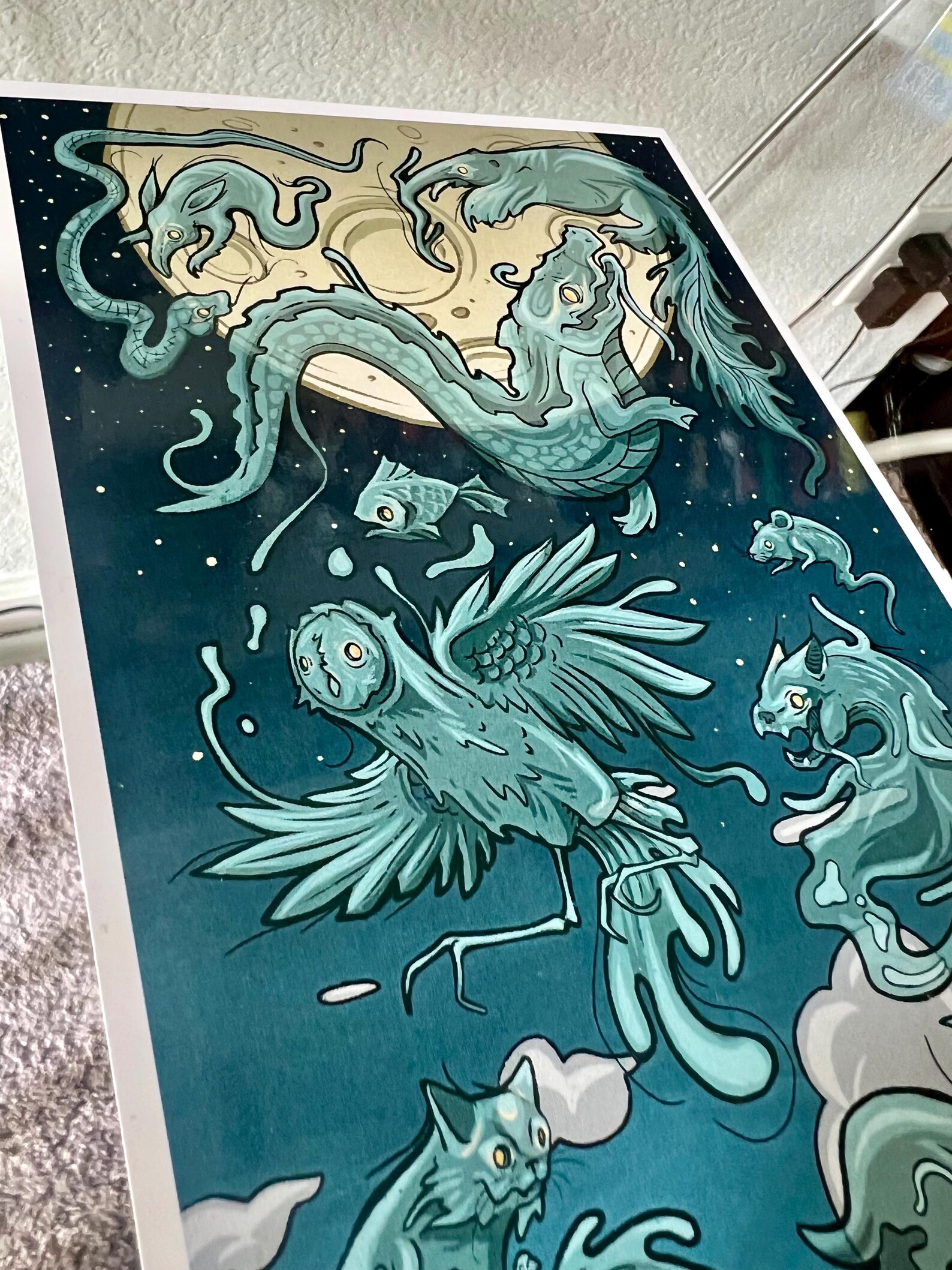 5x10 ‘ghost Animals’ | Art Print | Holographic | Unique Art | Creepy ...