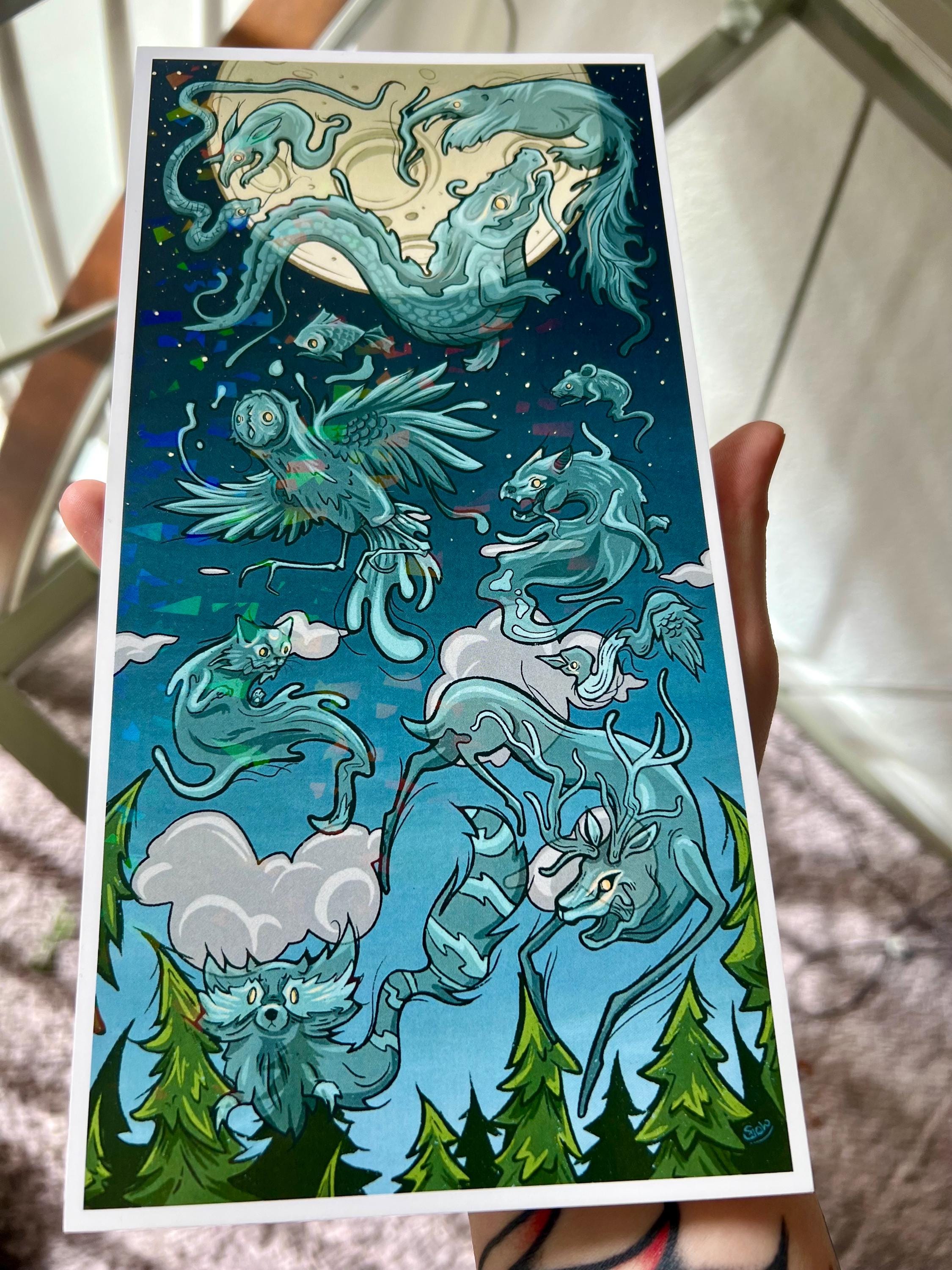 5x10 ‘ghost Animals’ | Art Print | Holographic | Unique Art | Creepy ...