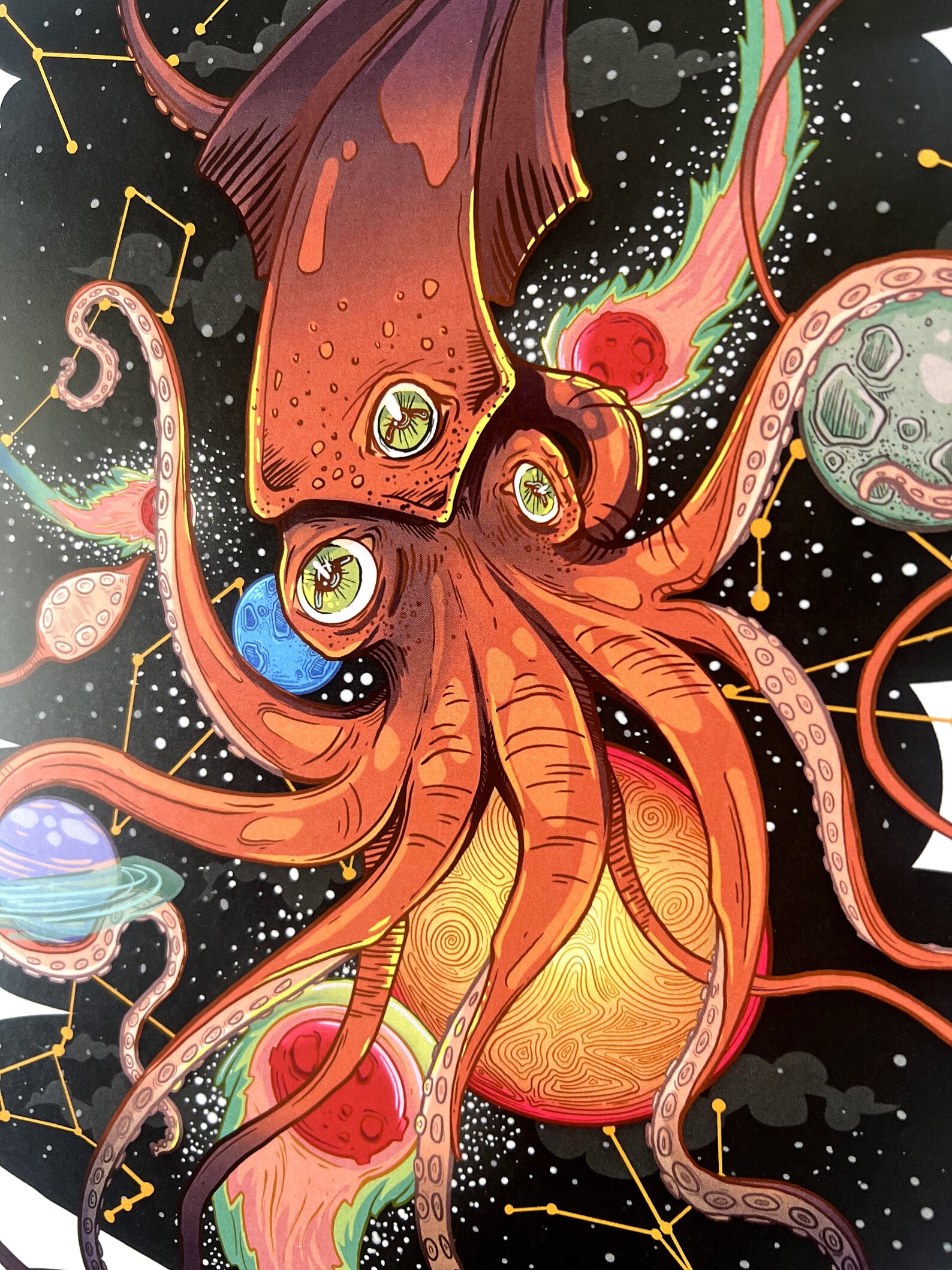 Cosmic Squid Art Print - Etsy