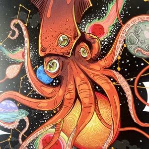 Cosmic Squid Art Print - Etsy