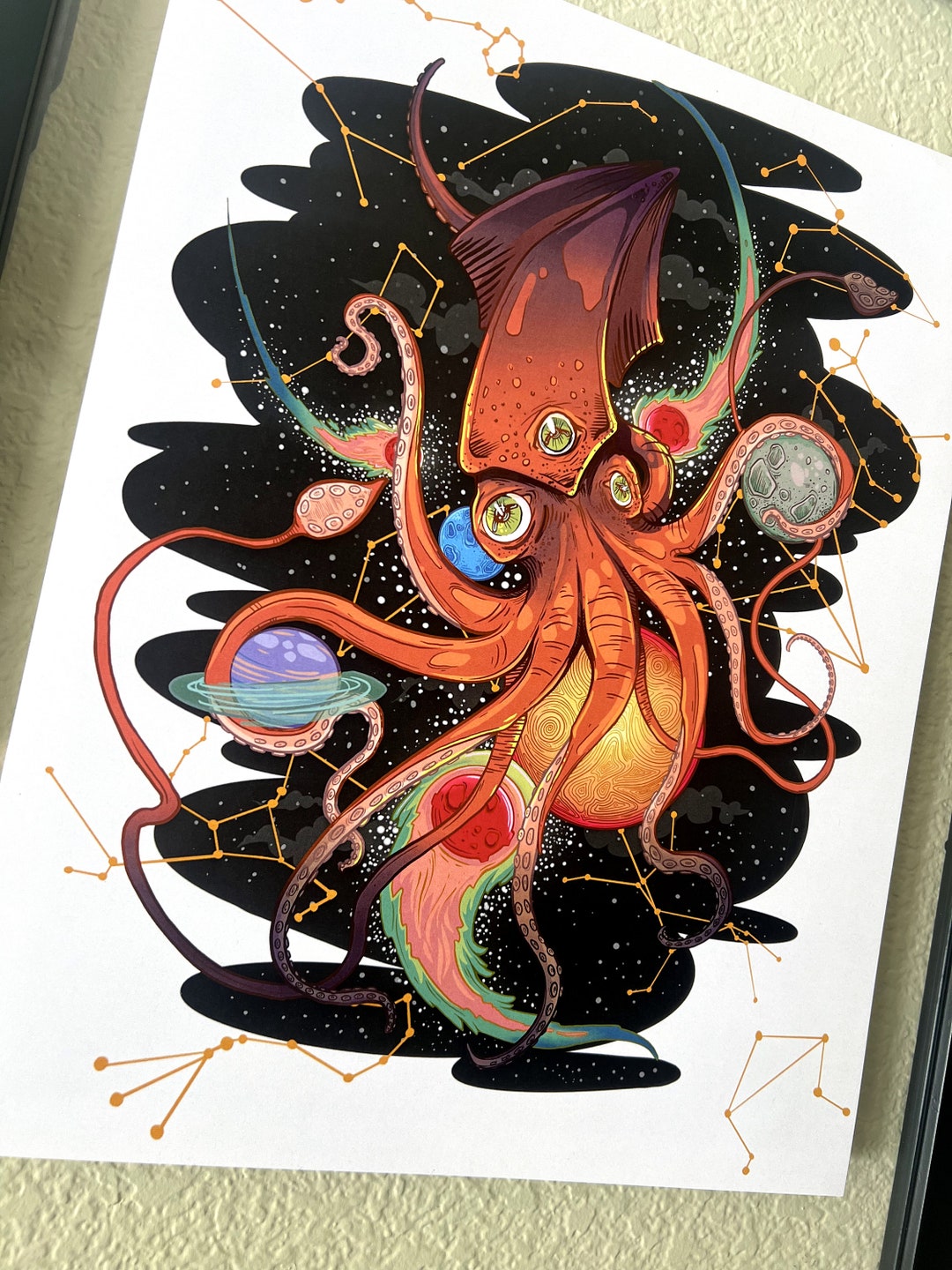 Cosmic Squid Art Print - Etsy