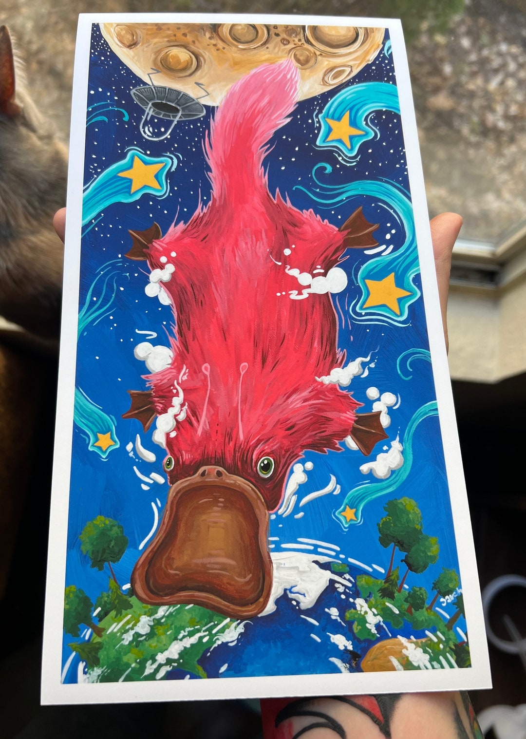 5x10 ‘galactic Platypus’ Fine Art Print | Scifi Fantasy Art | Matte ...