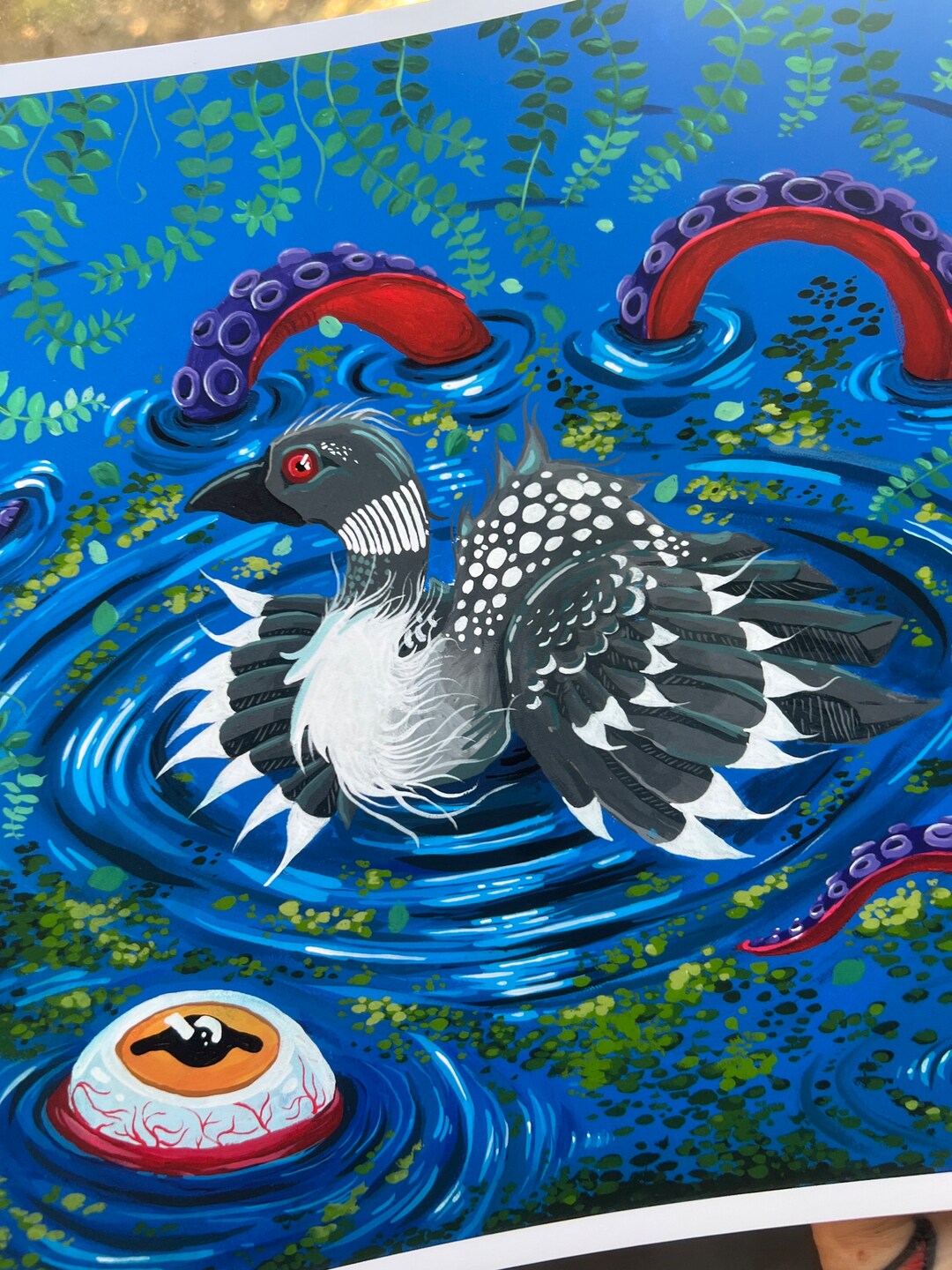 8x8 ‘tranquil Loon’ Fine Art Print | Unique Art | Matte Finish ...