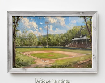 Vintage Baseball Field Painting 2 Oil Painting Art Vintage Art Digital ...