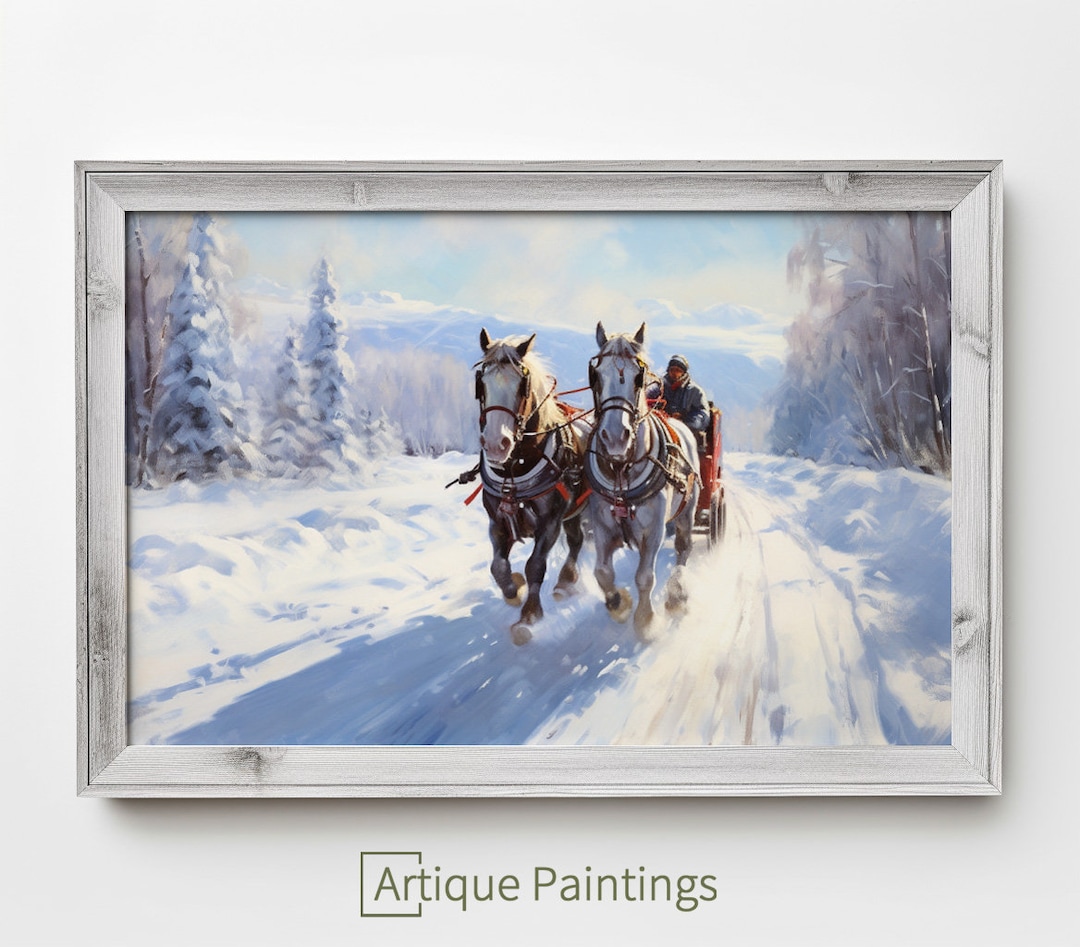 Winter Sleigh Ride Painting 1 | Oil Painting Art | Vintage Art ...