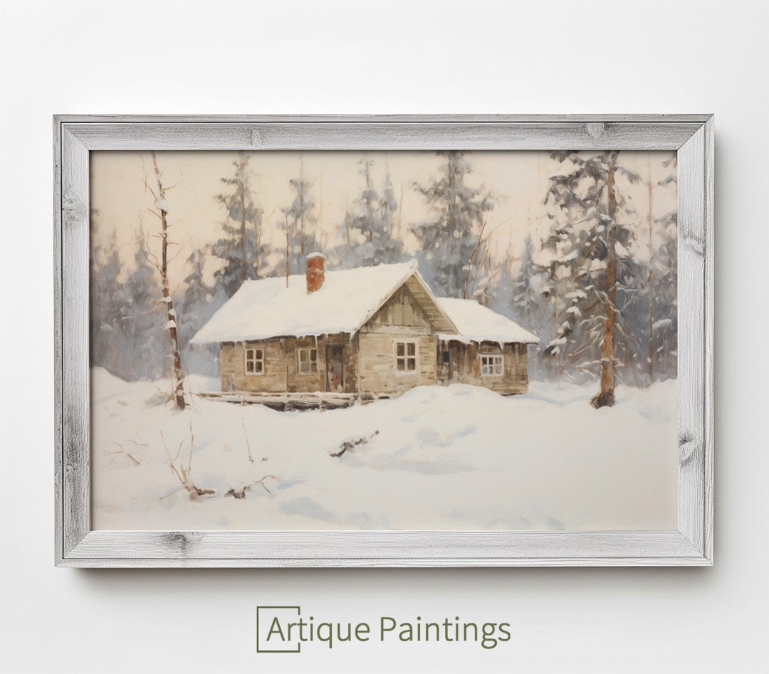 Winter Cabin Painting 1 | Oil Painting Art | Vintage Art | Digital Art ...