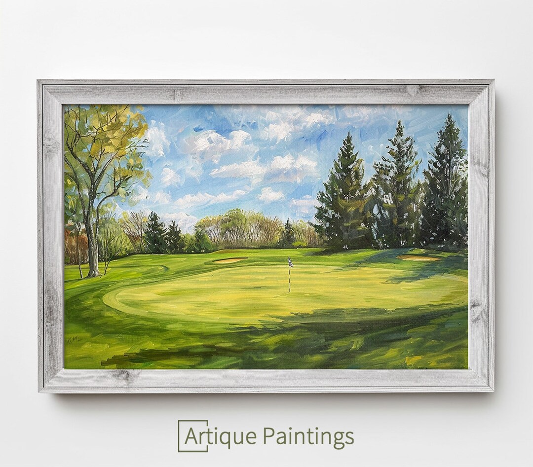 Vintage Golf Course Painting 2 | Oil Painting Art | Vintage Art ...