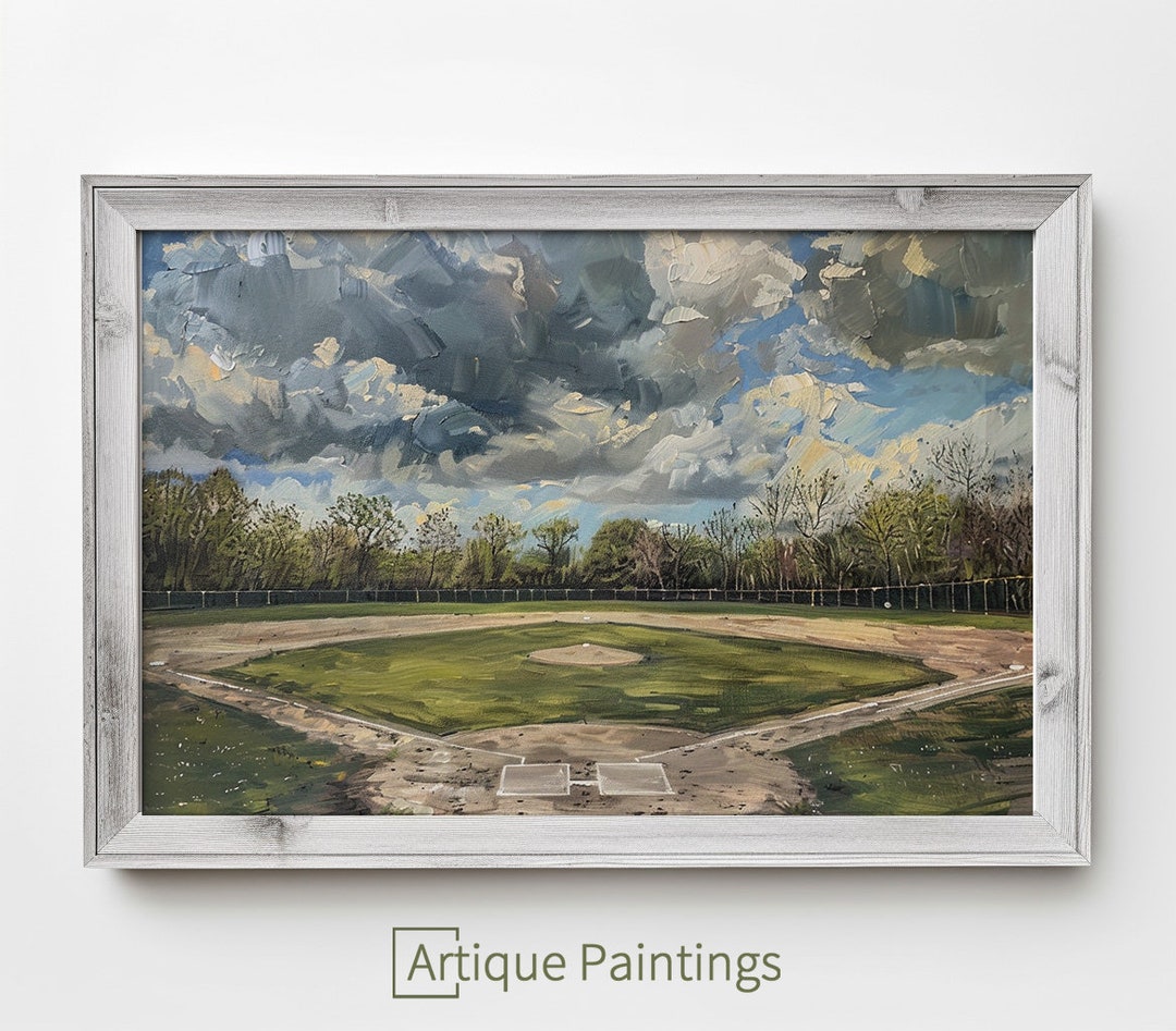 Vintage Baseball Field Painting 2 | Oil Painting Art | Vintage Art ...