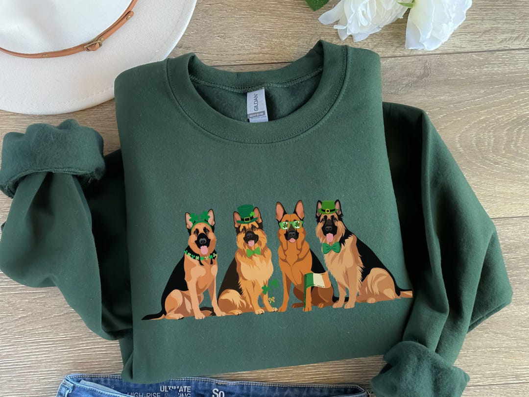 St Patrick's Day German Shepherd Sweatshirt Saint Patricks Day Sweater ...