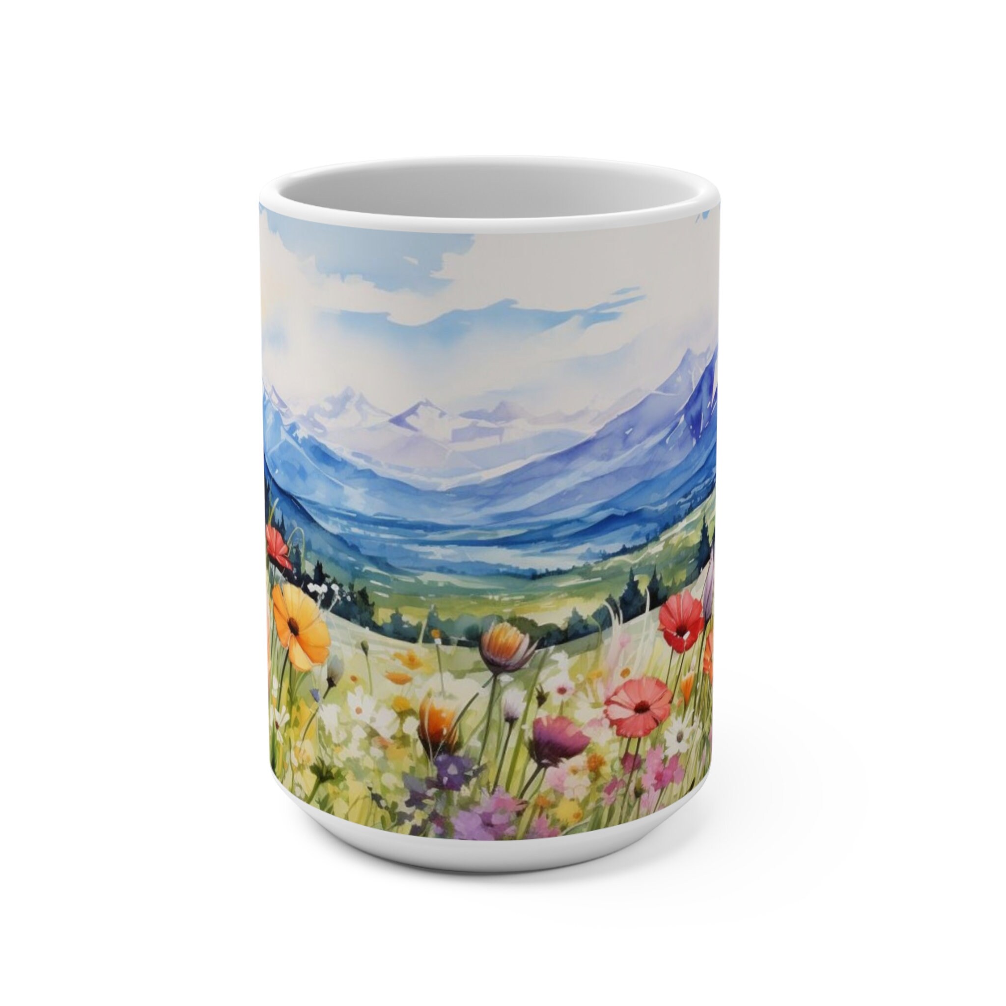 Floral Mountain Mug With Mountains Beautiful Mug Gift for Her Nature ...