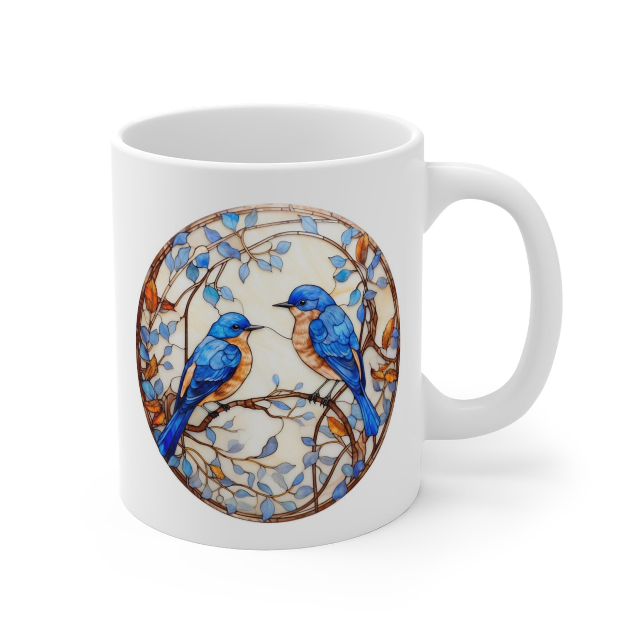 Eastern Bluebird Coffee Cup Blue Bird Mug Stained Glass Bird Mug Twin ...