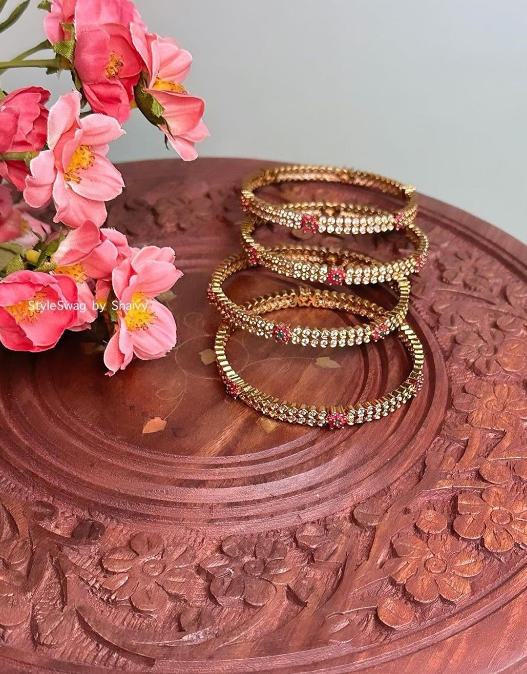 Matte Gold Bangles/indian Bangles/ Bangles Set of 4 /bangle Pair/matte ...