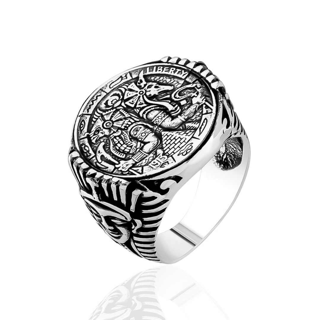 Anubis Ring 925 Sterling Silver Men Ring With Ancient Egyptian God ...