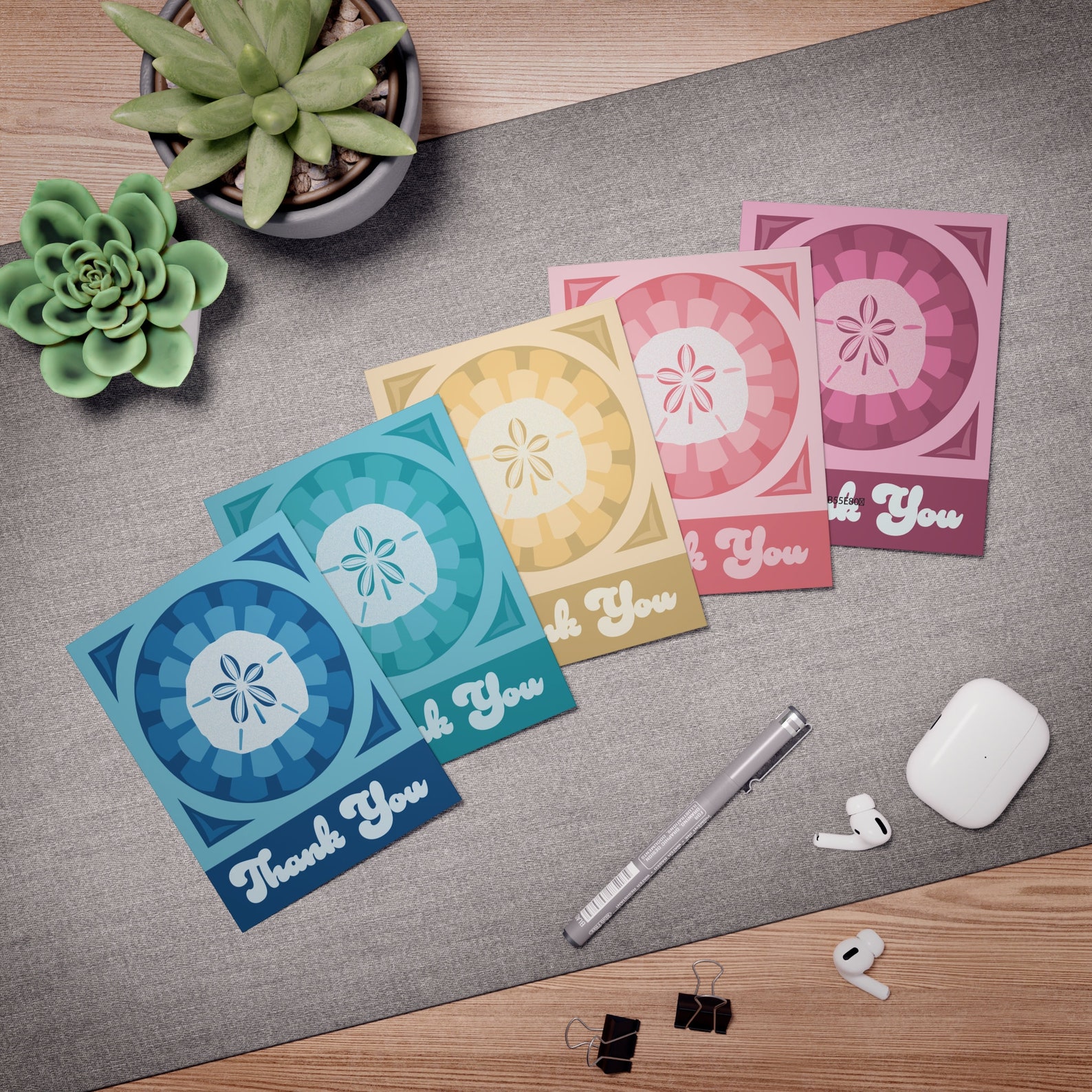 Brights Sand Dollar Thank You Cards (5-pack) Crew Member Thank You Card ...