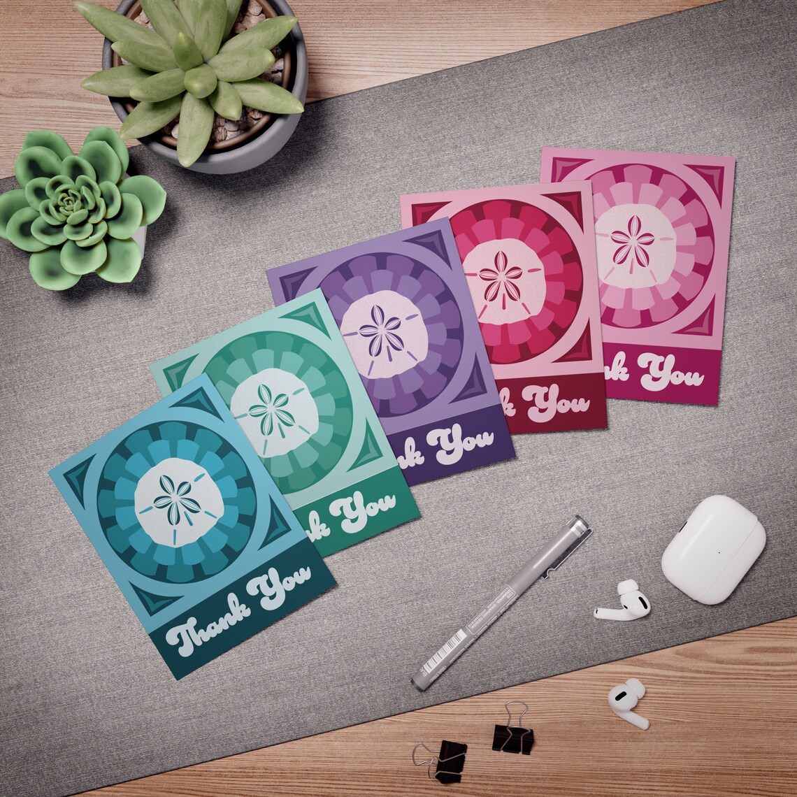 Brights Sand Dollar Thank You Cards (5-pack) Crew Member Thank You Card ...