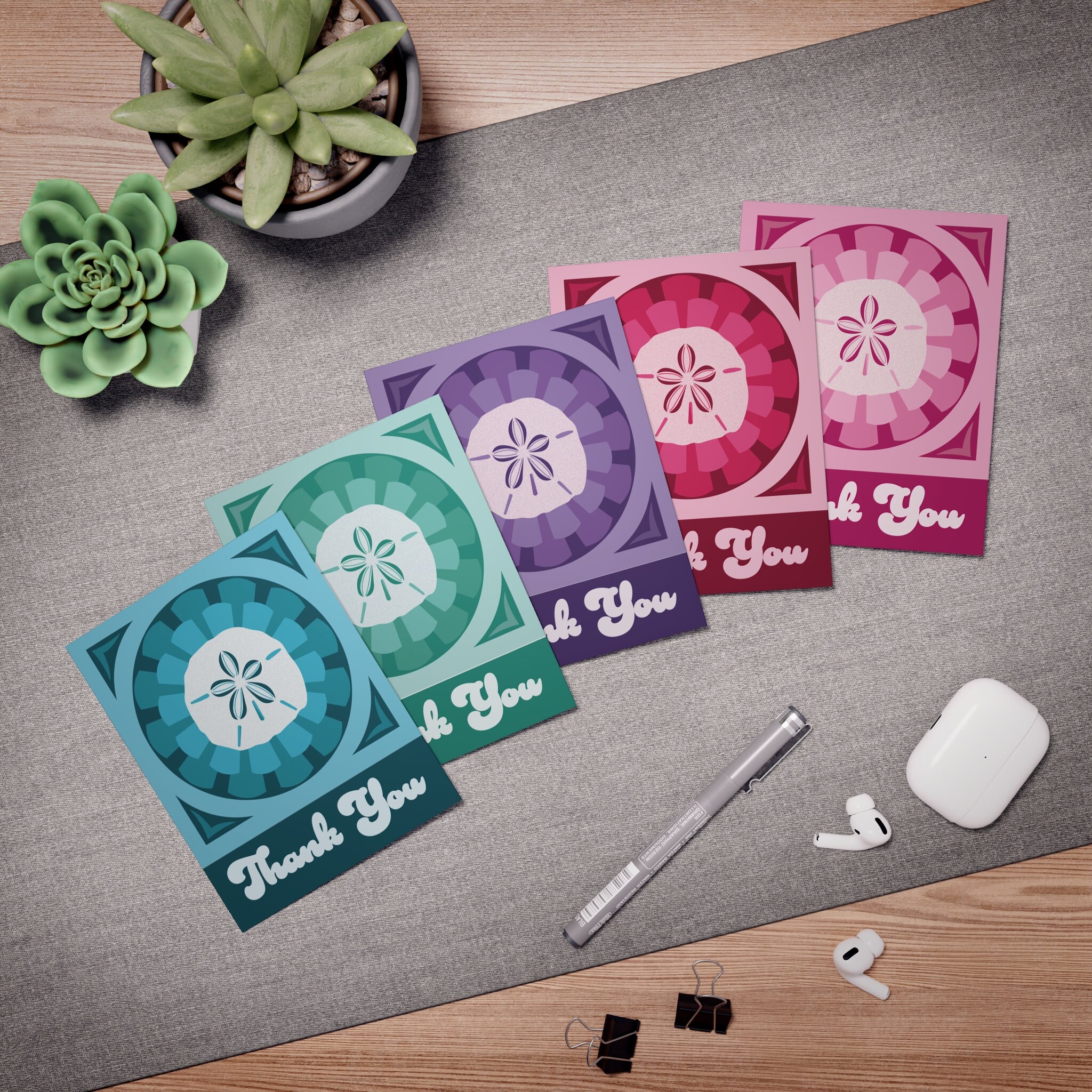 Brights Sand Dollar Thank You Cards (5-pack) Crew Member Thank You Card ...