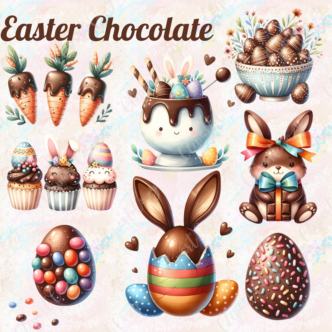 36 Easter Chocolate Clipart Bundle, Easter Clipart, Easter Chocolate ...
