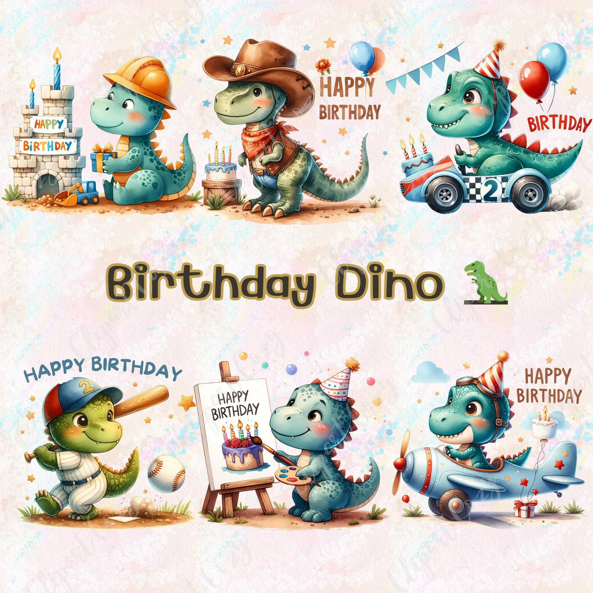 27 Birthday Dino Clipart Bundle, Birthday Clipart, Dino PNG Transparent ...