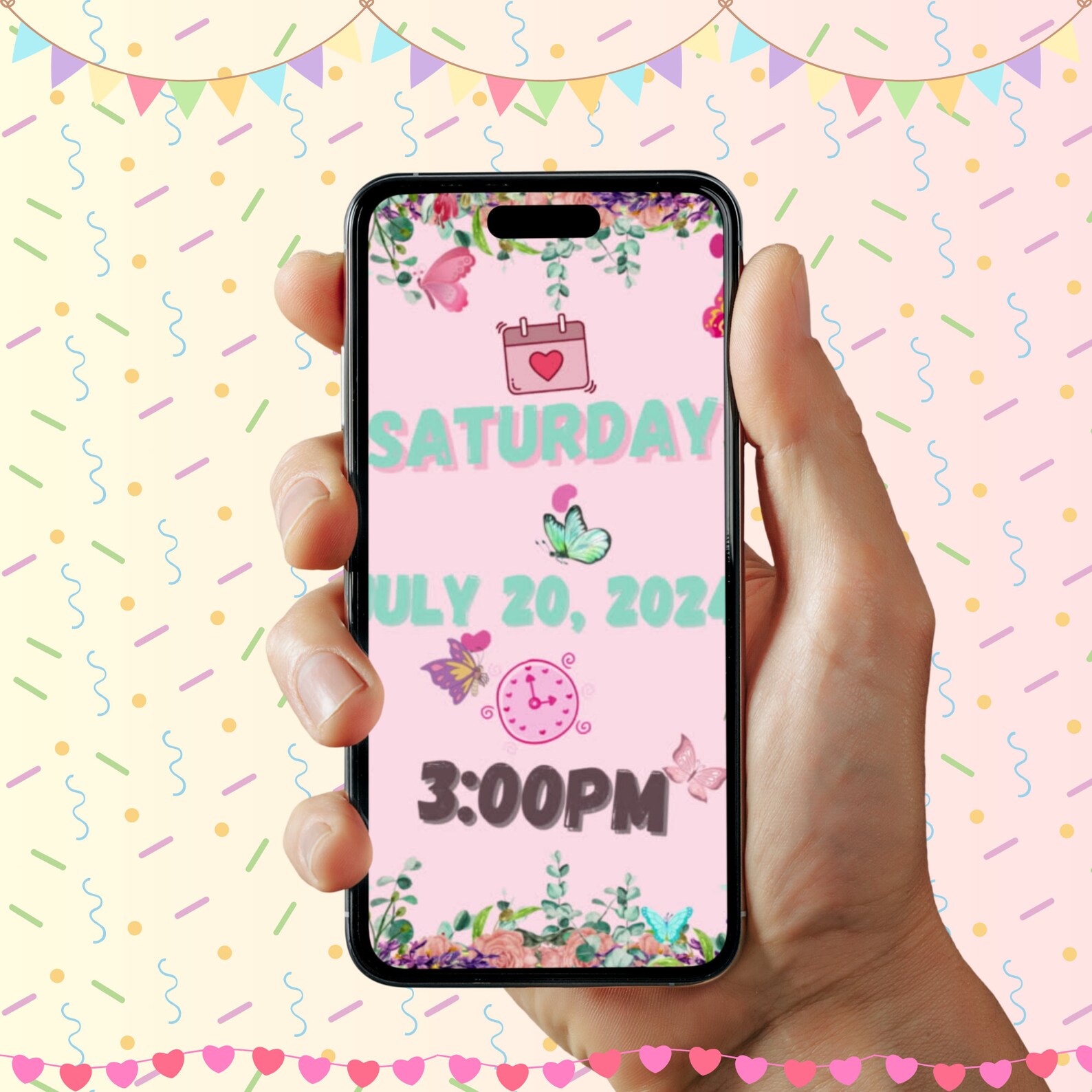 1st Pink Birthday Girl Video Invitation, Editable Birthday Party ...