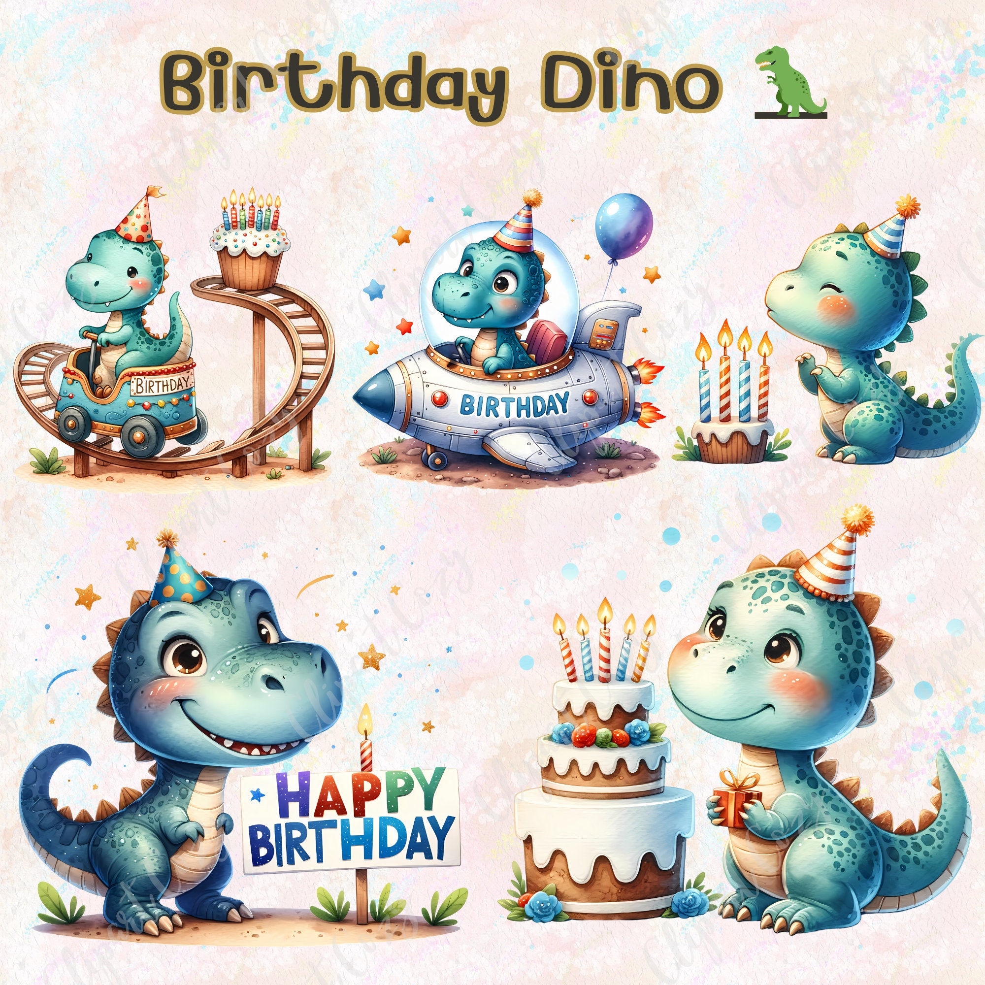 27 Birthday Dino Clipart Bundle, Birthday Clipart, Dino PNG Transparent ...