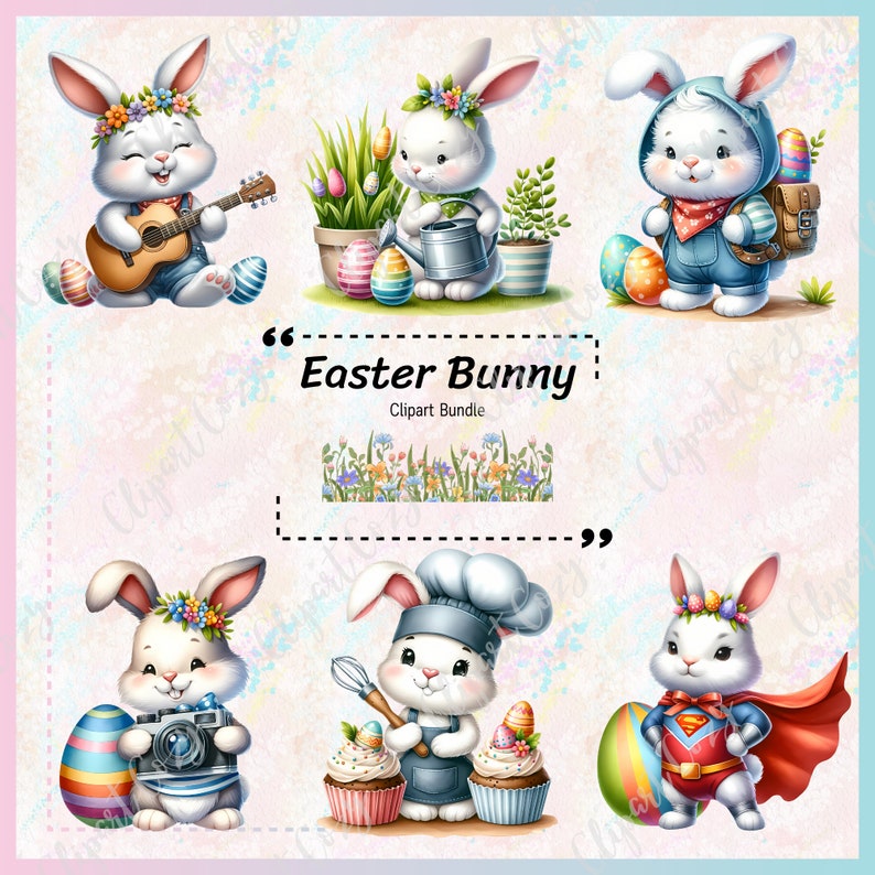 29 Easter Bunny Clipart Bundle, Easter Clipart, Bunny PNG Transparent ...