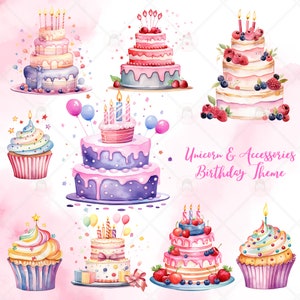 33 Birthday Unicorn&element Clipart Bundle, Party Decorations, Birthday ...