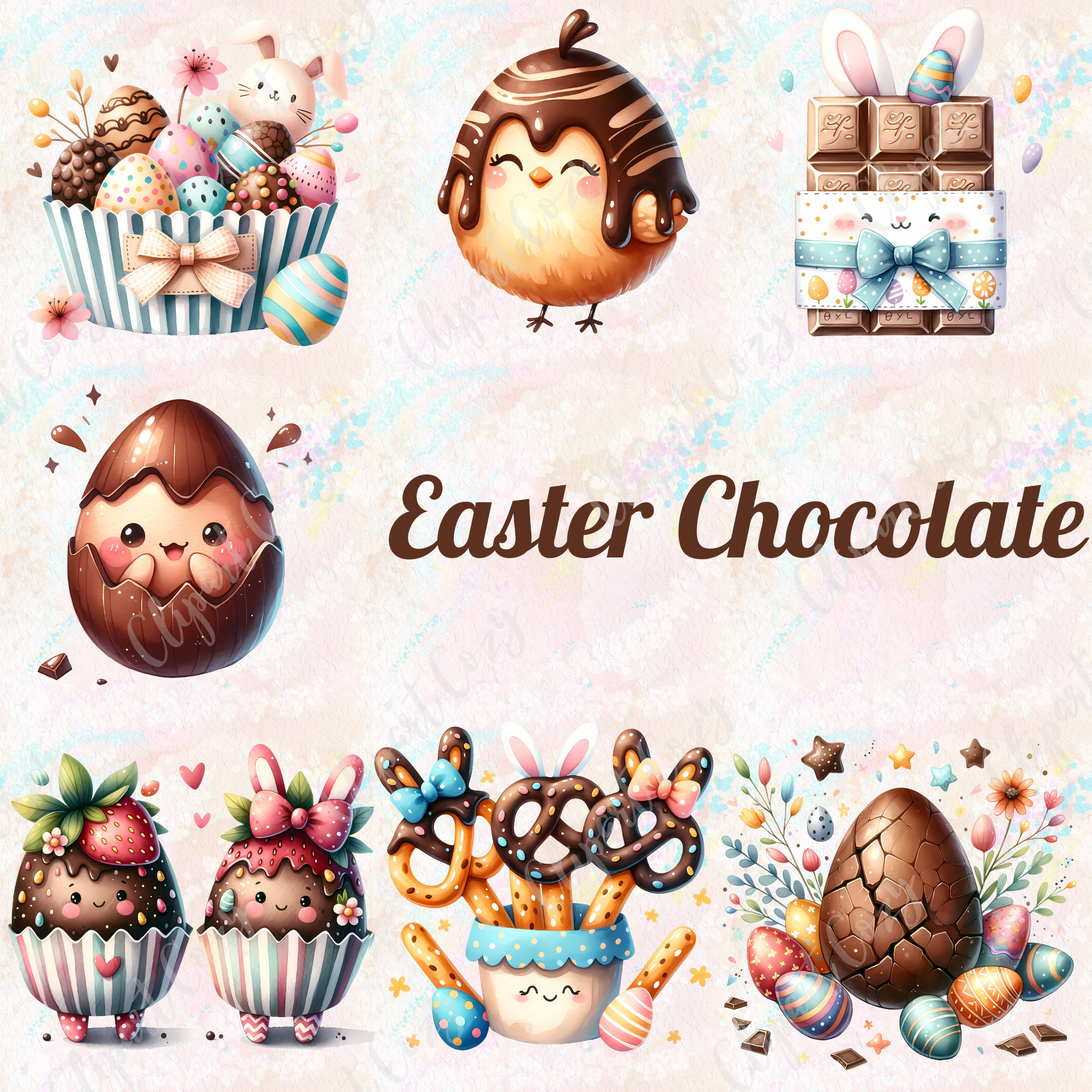 36 Easter Chocolate Clipart Bundle, Easter Clipart, Easter Chocolate ...