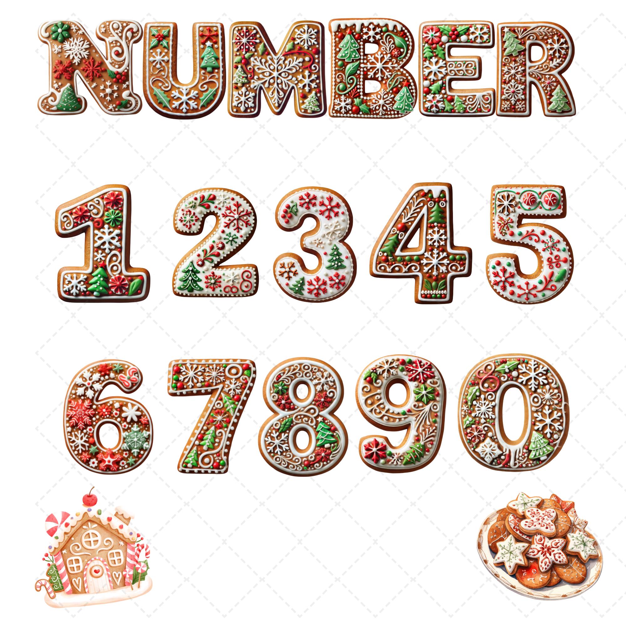 Christmas Cookie Alphabets & Numbers, X'mas Alphabet Number, Alphabet ...