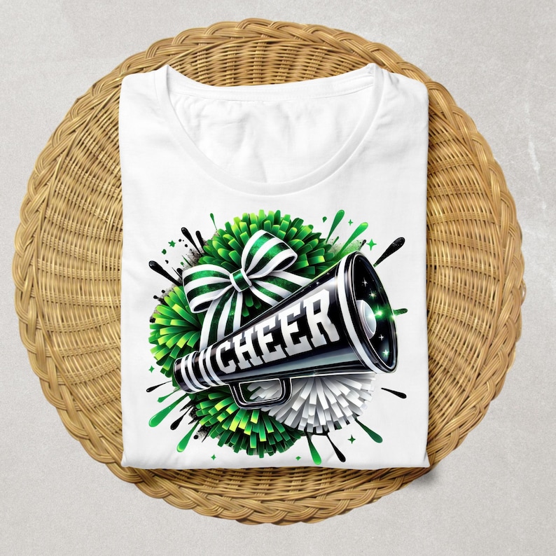 Cheer Green White PNG, Cheer Megaphone, Cheer Coquette Bow ...