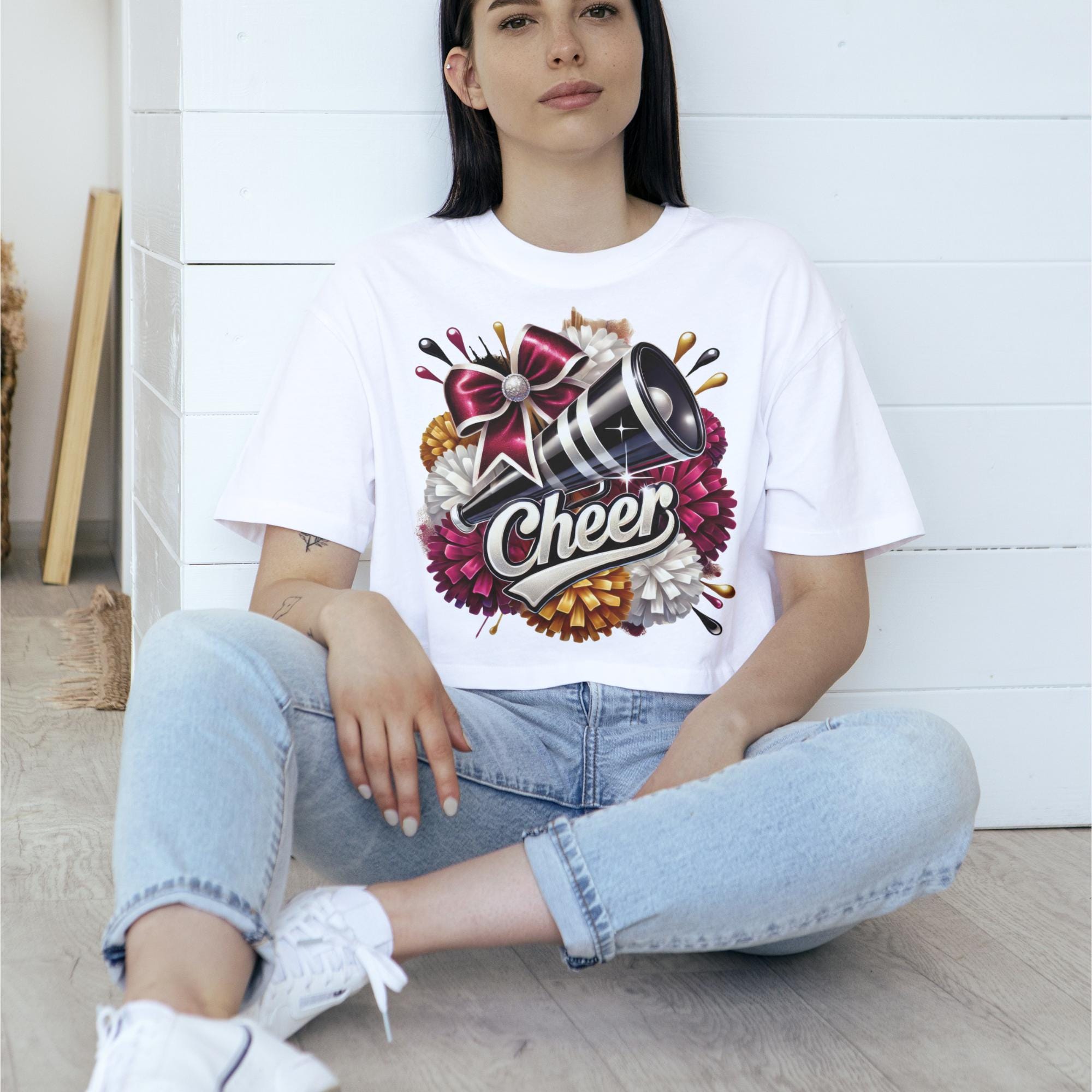 Cheer Burgundy Gold White, Cheer Megaphone, Cheer Coquette Bow ...