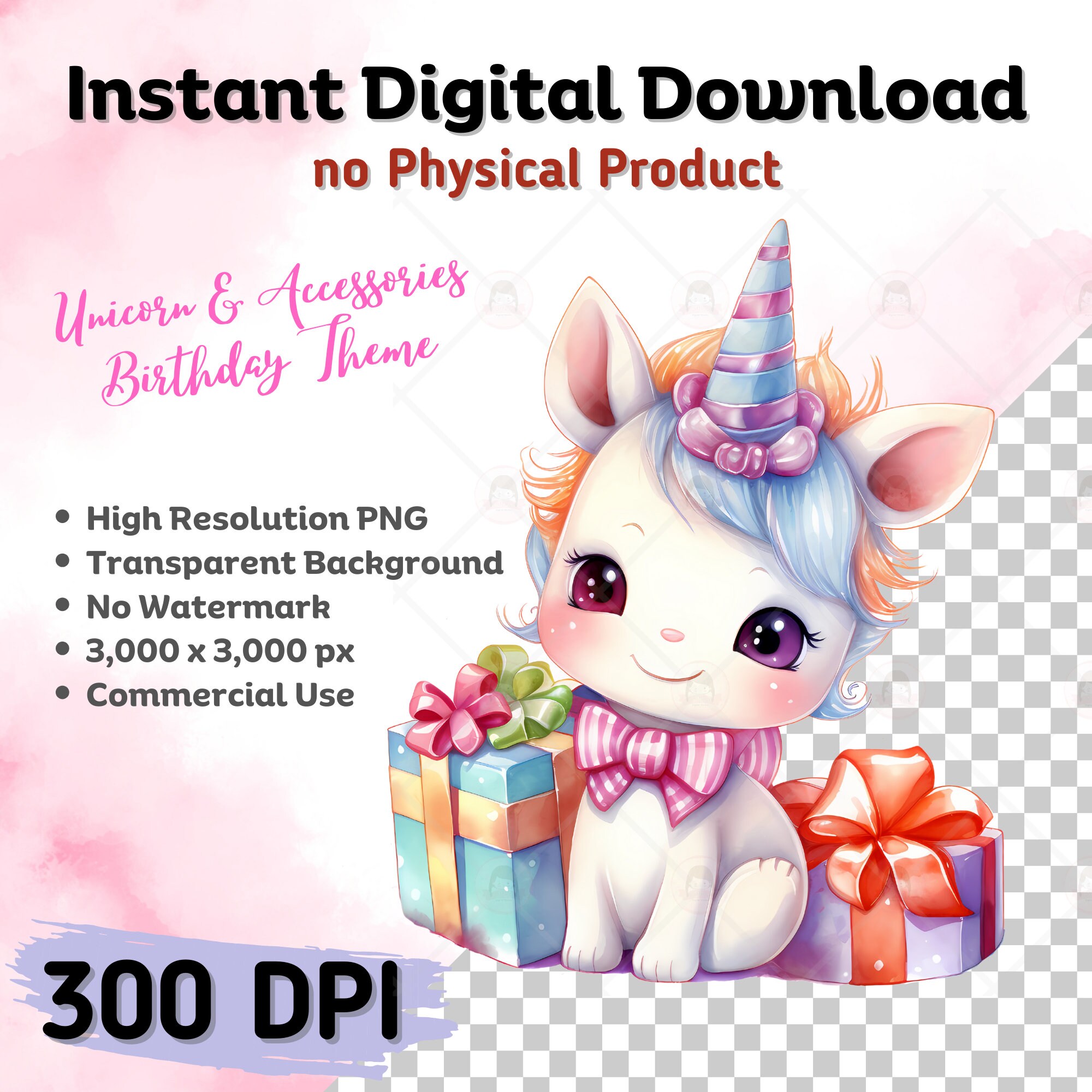 33 Birthday Unicorn&element Clipart Bundle, Party Decorations, Birthday ...