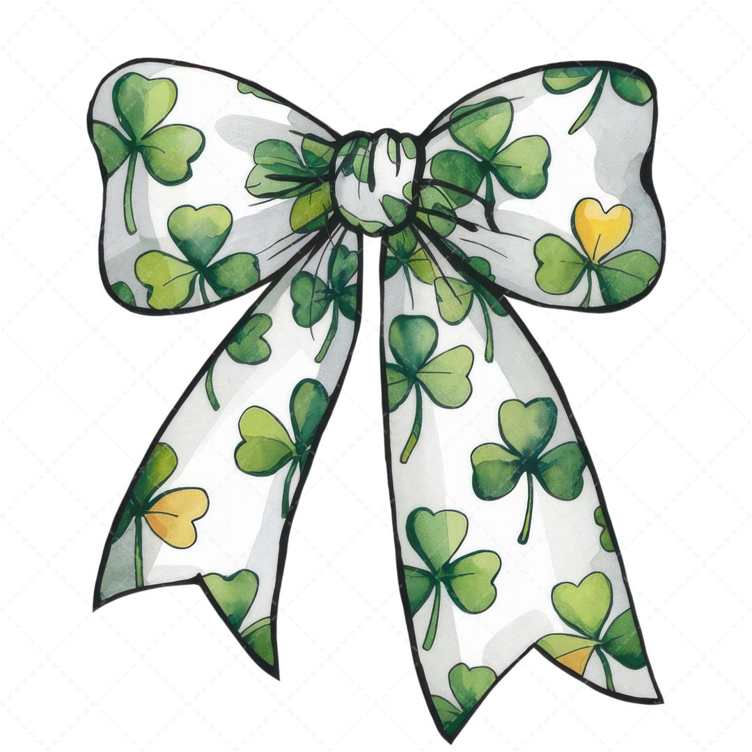 Shamrock Coquette Bow Clipart, Lucky Shamrock PNG, Lucky Bow PNG ...