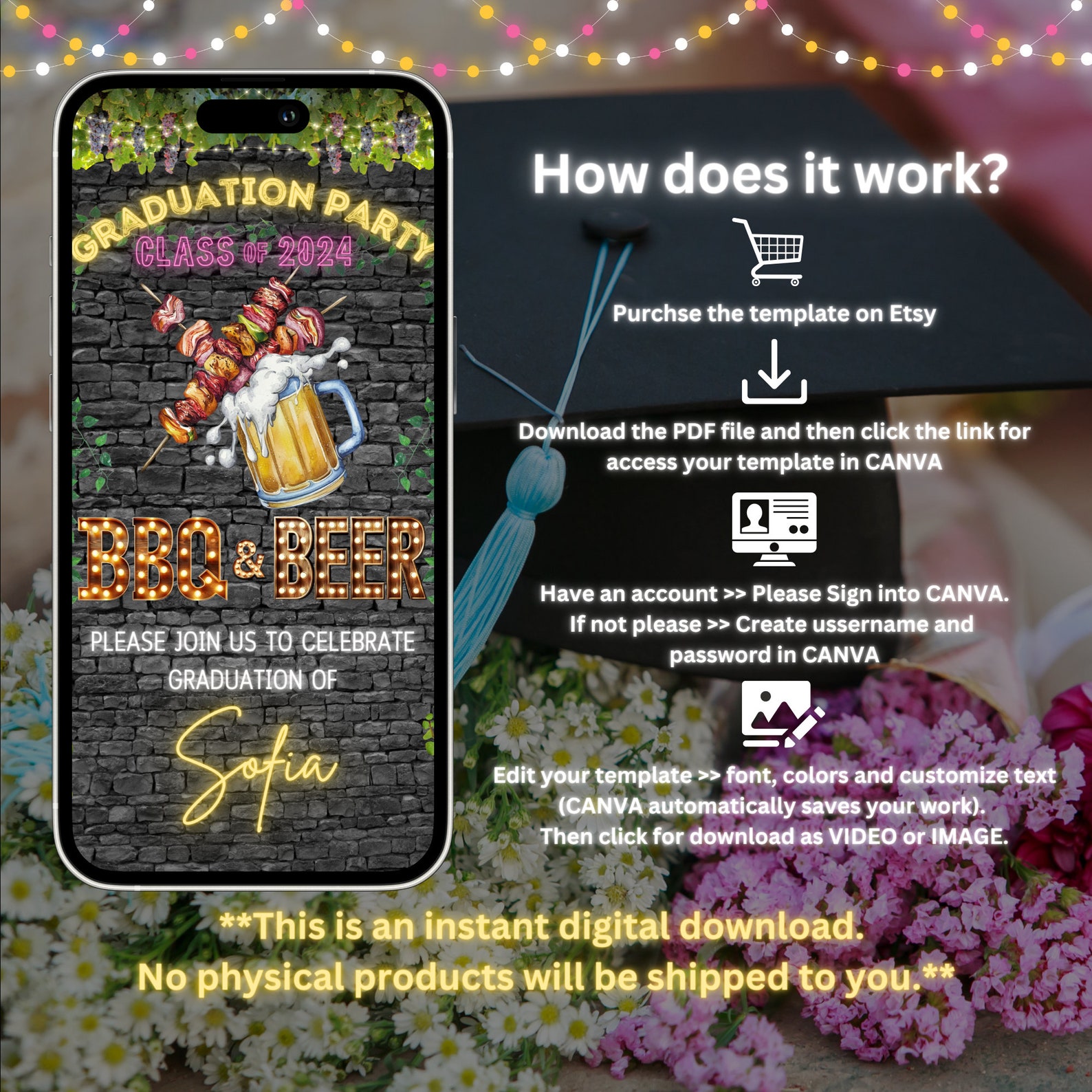 Animated Graduation BBQ and BEER Video Template, Chill and Grill ...