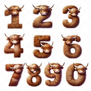 36 Highland Cow Letters PNG, Cute Alphabet Clipart, Alphabets & Numbers ...