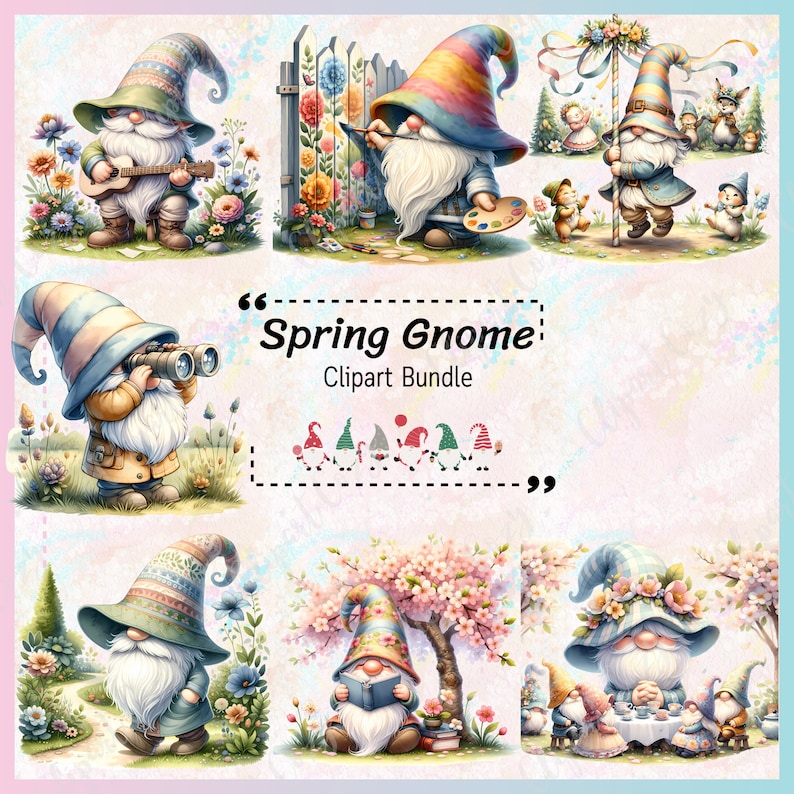33 Spring Gnome Clipart Bundle, Cute Gnome Clipart, Gnome PNG ...