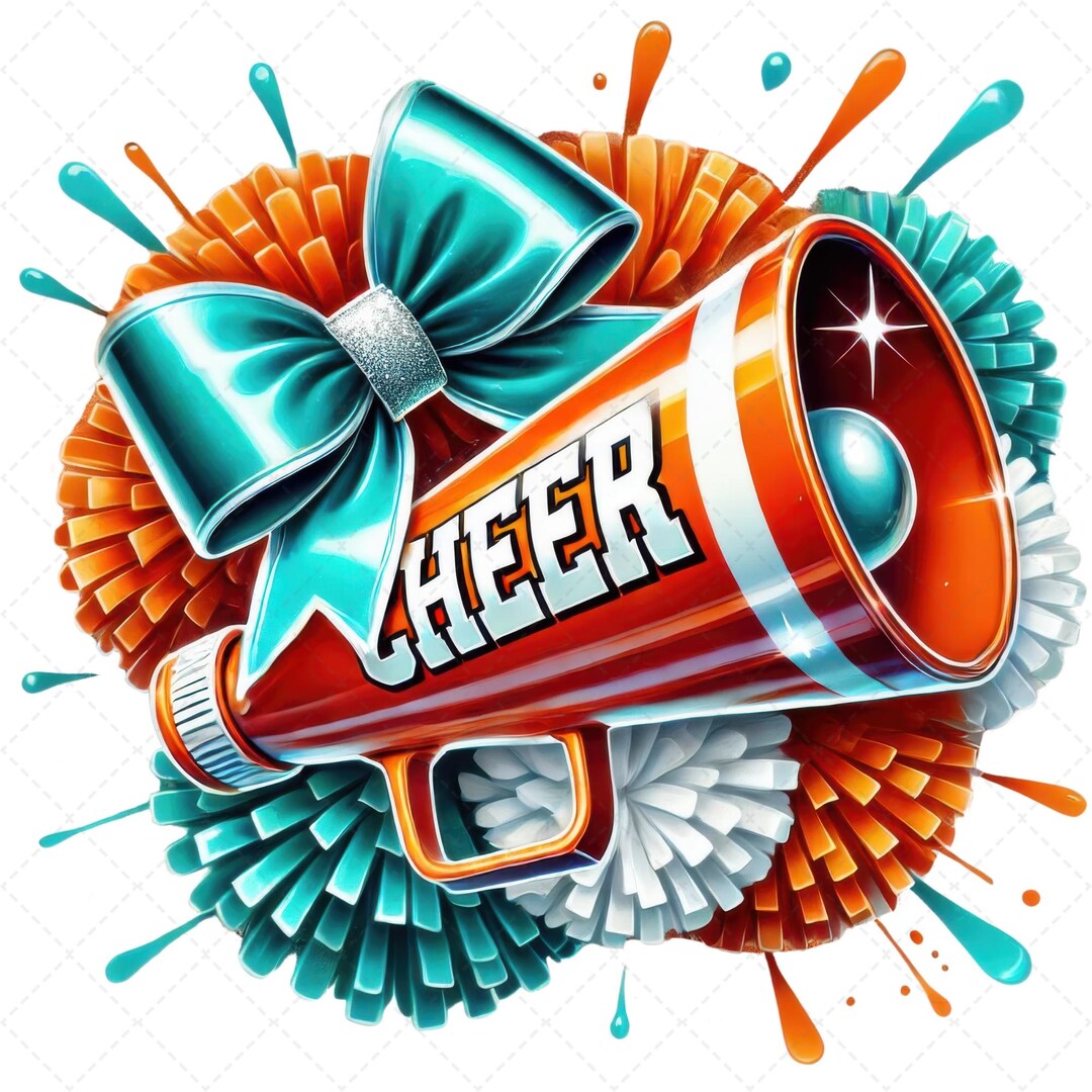 Cheer Aqua Orange White, Cheer Megaphone, Cheer Coquette Bow ...