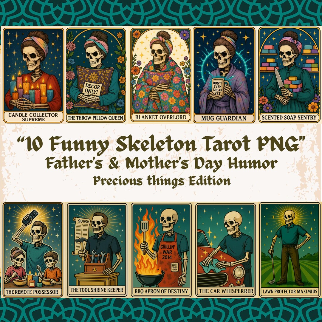 Skeleton Tarot – Funny Parents | 10 PNG Clipart | Father's Day PNG I ...
