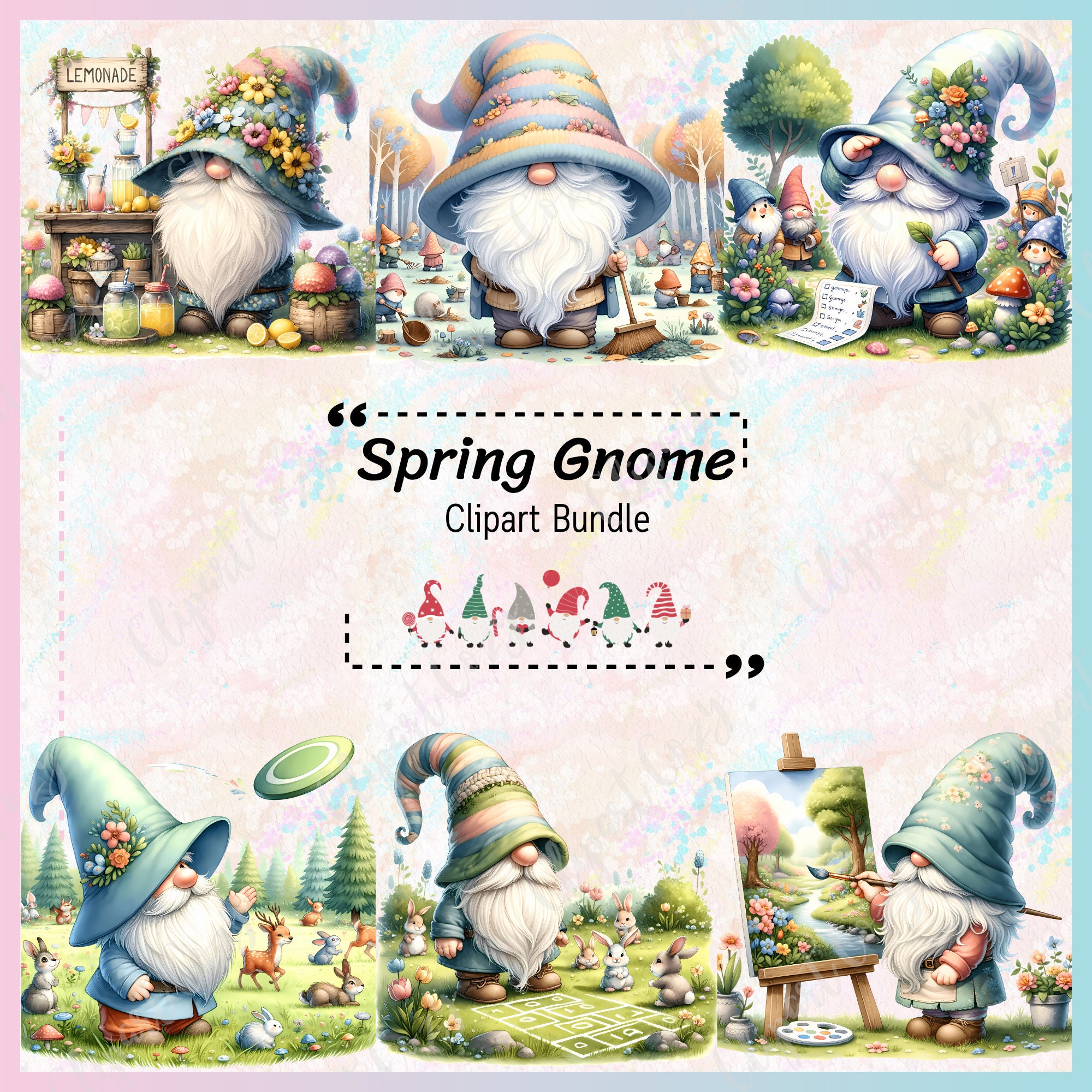 33 Spring Gnome Clipart Bundle, Cute Gnome Clipart, Gnome PNG ...