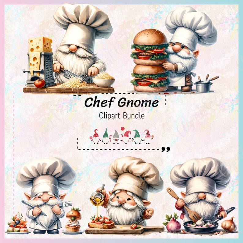 27 Chef Gnome Clipart Bundle, Gnome Clipart, Cooking Gnome, Gnome PNG ...