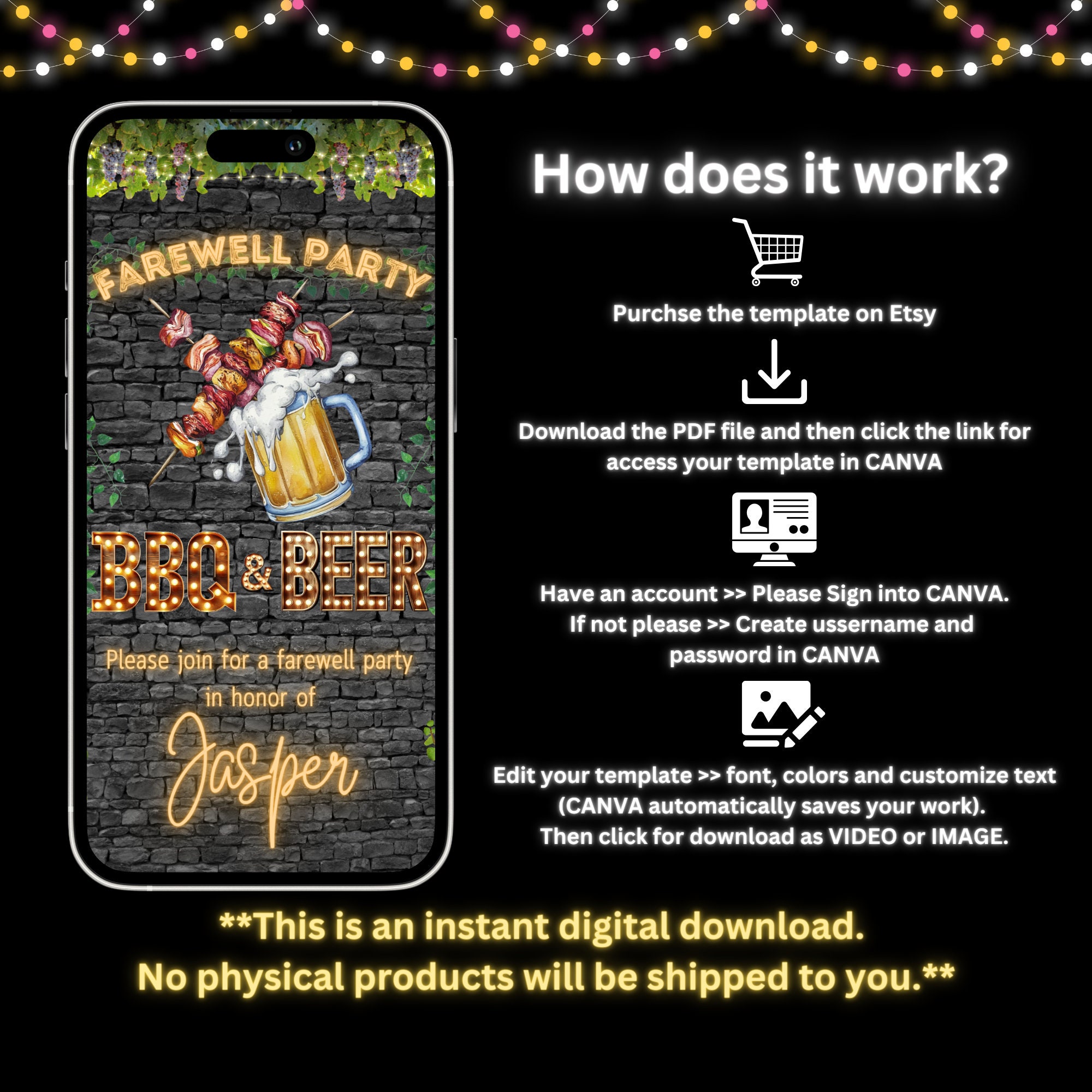 BBQ&BEER Farewell Party Invitation, Digital Farewell Invite, Going Away ...