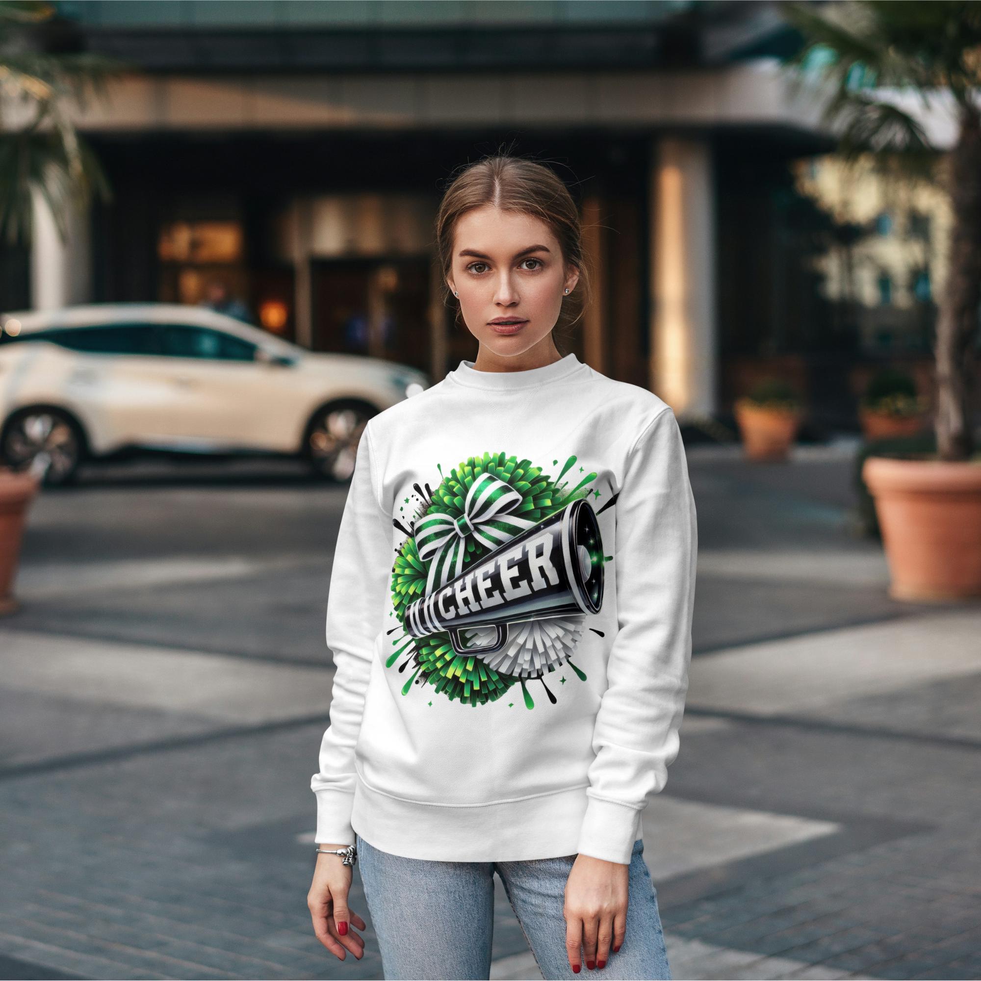 Cheer Green White PNG, Cheer Megaphone, Cheer Coquette Bow ...