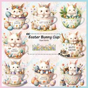 36 Easter Bunny Clipart Bundle, Easter Clipart, Bunny PNG, Cute Easter ...