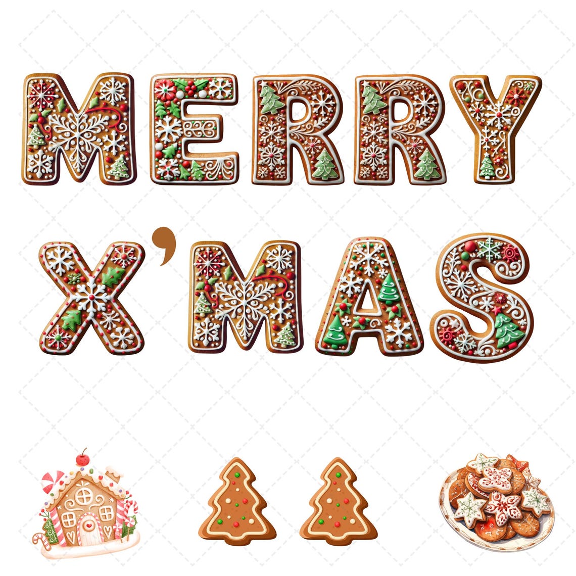 Christmas Cookie Alphabets & Numbers, X'mas Alphabet Number, Alphabet ...