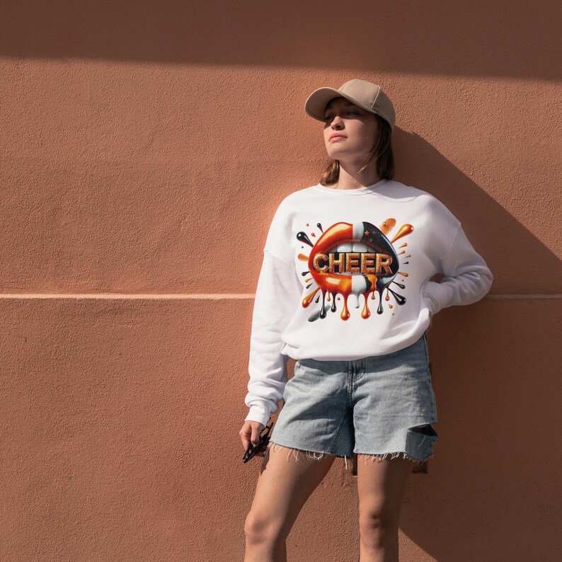 CHEER Orange Black White PNG, Cheer Dripping Lip PNG, Cheerleading ...