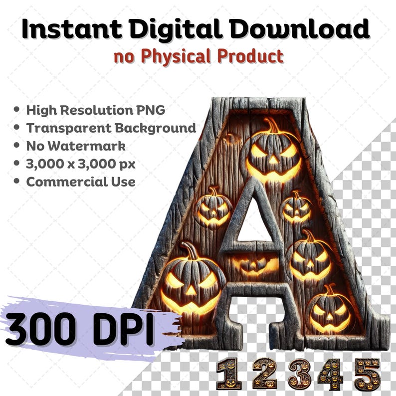Wooden Jack O' Lantern Alphabets & Numbers, Halloween Alphabet N Number ...