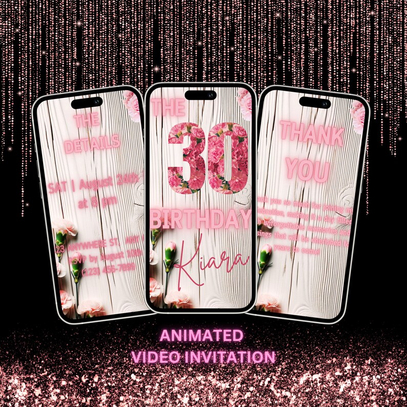 Animated 30th Birthday Video Invitation, Editable Birthday Party ...